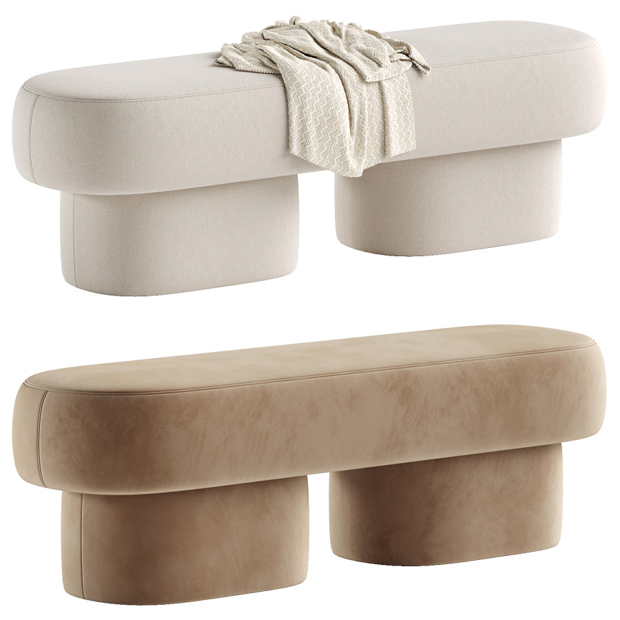 Long Ottoman Bench - 3D Model for Corona