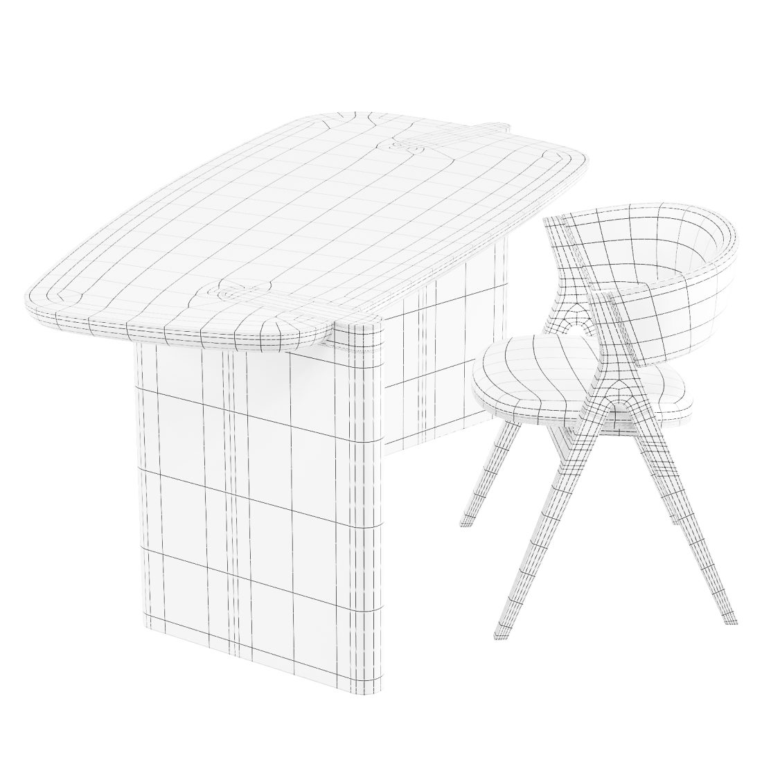 Desk Set: Bonaldo (Flatiron Table And Remo Chair) - 3D Model for Corona