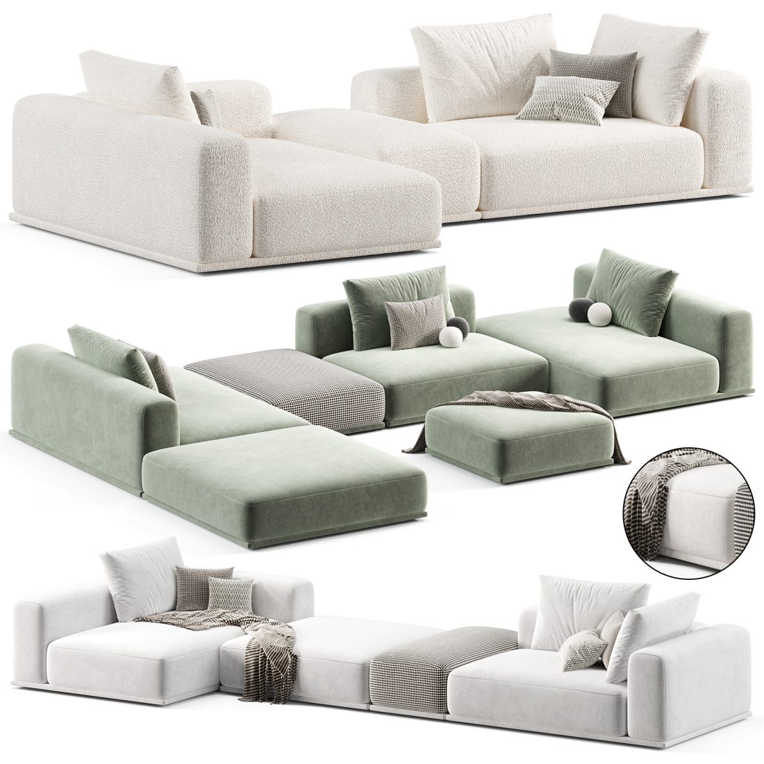 Trento Modular Sofa By Como - 3D Model for Corona