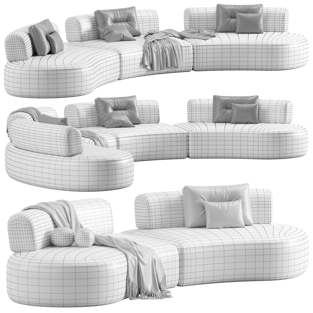 Bon Bon Modular Sofa 3D Model for VRay, Corona | CGMood
