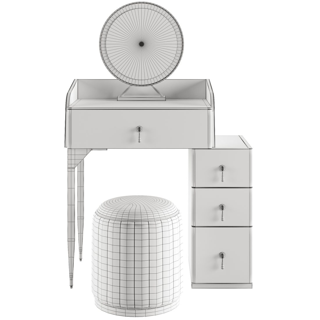 Modern Luxury Makeup Vanity Set - 3D Model for VRay, Corona