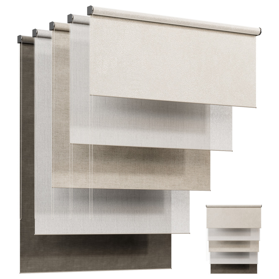 Roller Blinds Curtains - 3D Model for VRay, Corona
