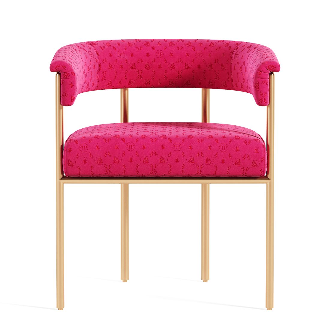 Dining Chair Monogram - Fuchsia Monogram Velvet - 3D Model for Corona
