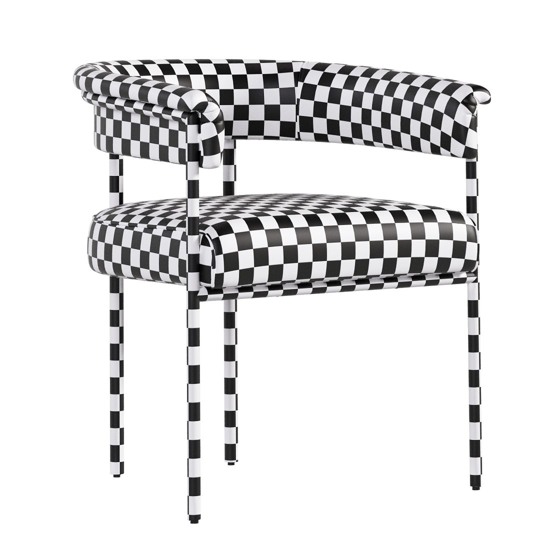 Dining Chair Monogram - Fuchsia Monogram Velvet - 3D Model for Corona