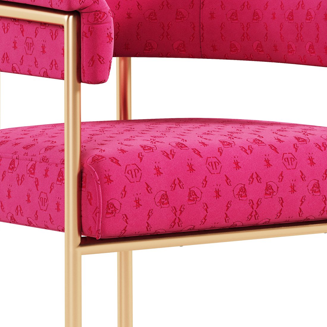 Dining Chair Monogram - Fuchsia Monogram Velvet - 3D Model for Corona