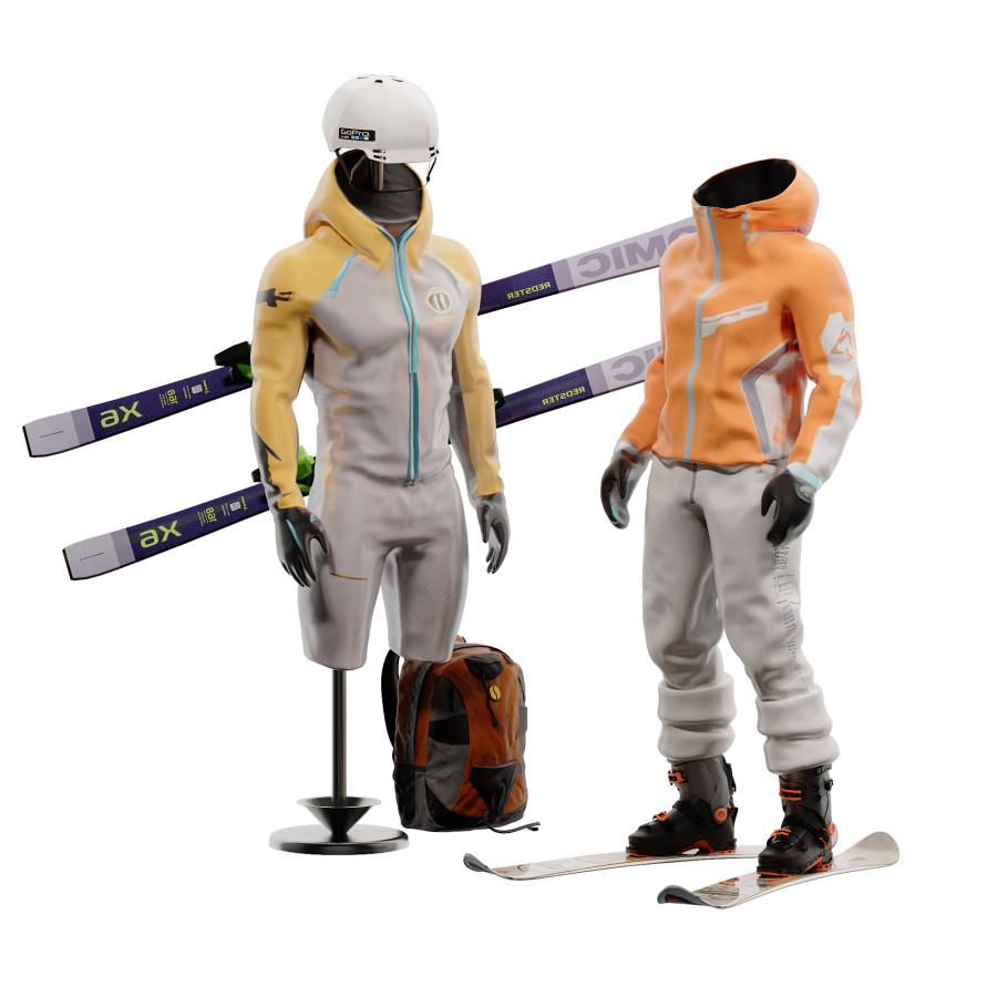 Modern Ski Equipment Sportswear Model - 3D Model for Corona
