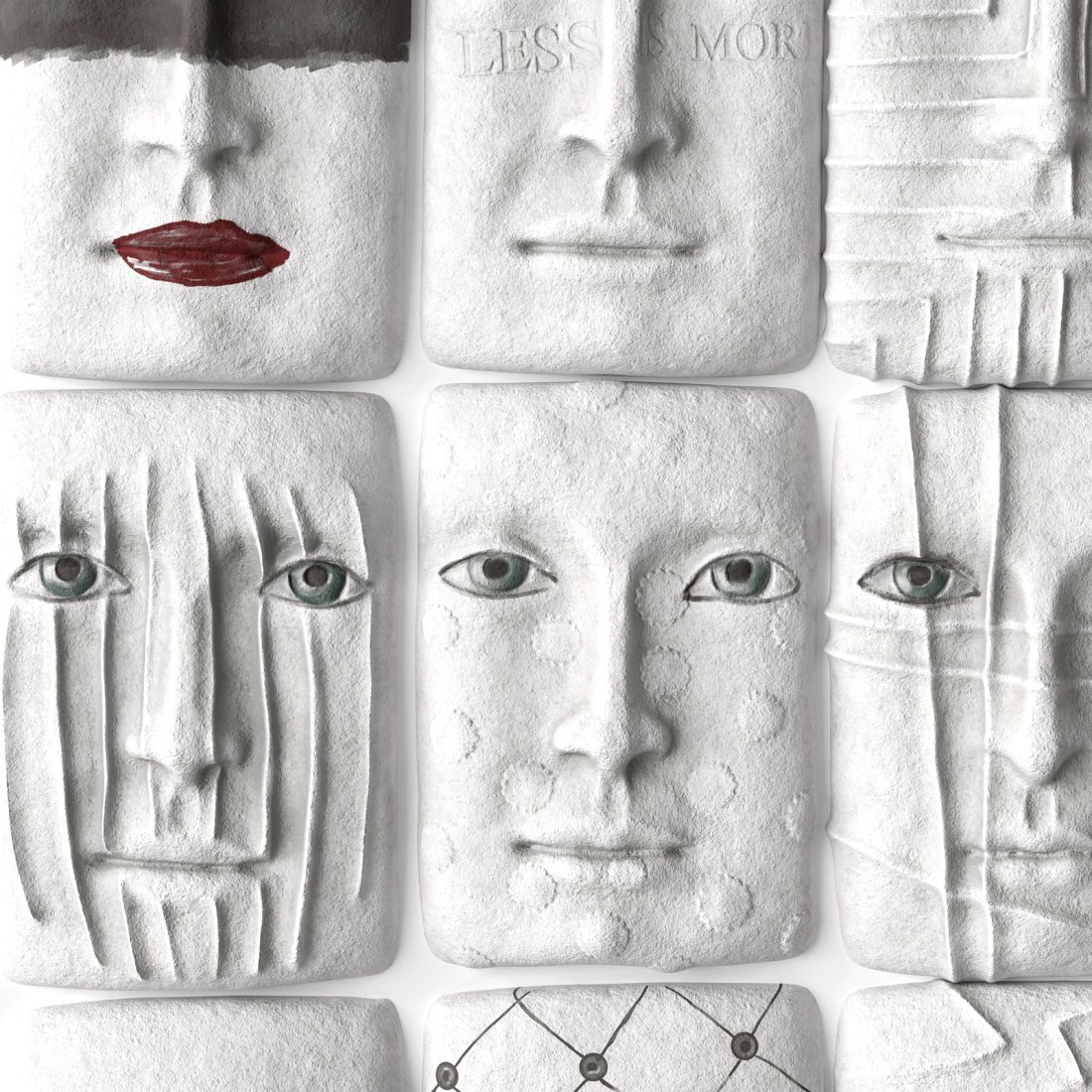 Decorative Panel With Faces - 3D Model for VRay, Corona