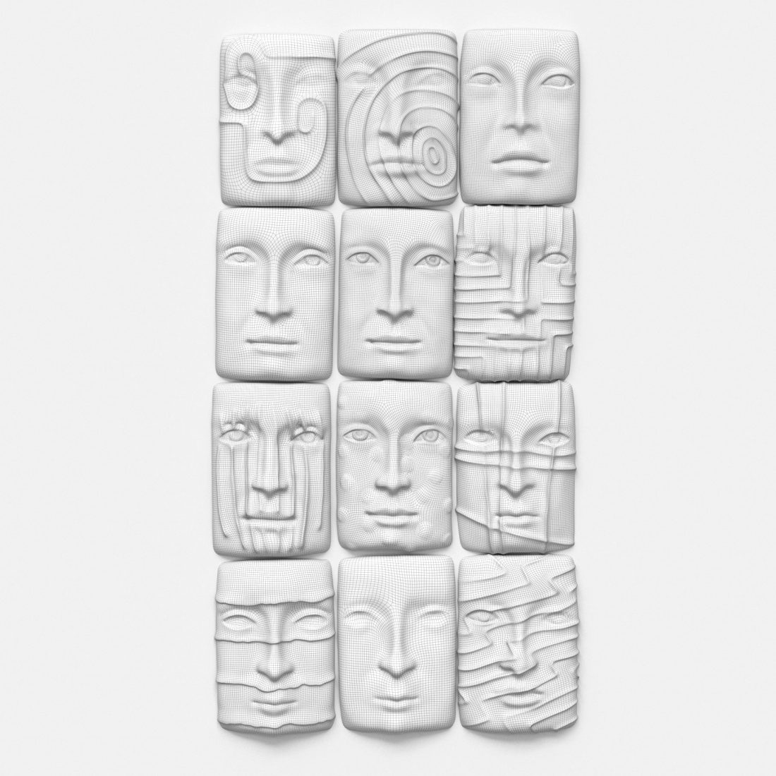 Decorative Panel With Faces 3D Model for VRay, Corona | CGMood