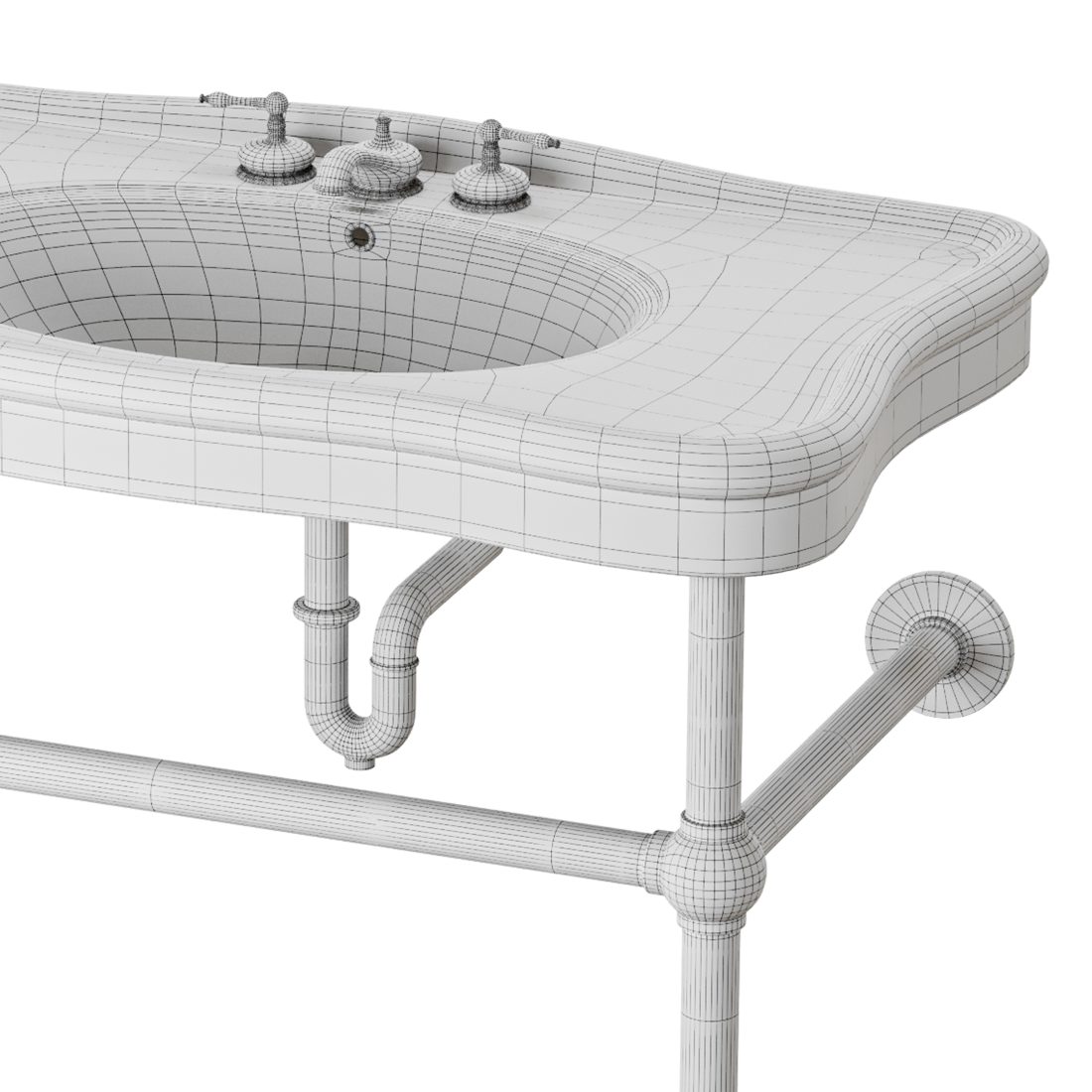 Console Sink Porcelain Belle Epoque With Black Nic 3D Model for Corona ...