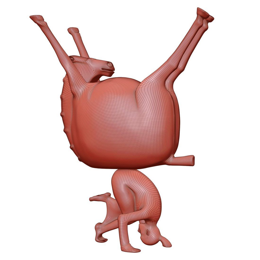 Inverted Equine Balance Sculpture - 3D Model for VRay, Corona