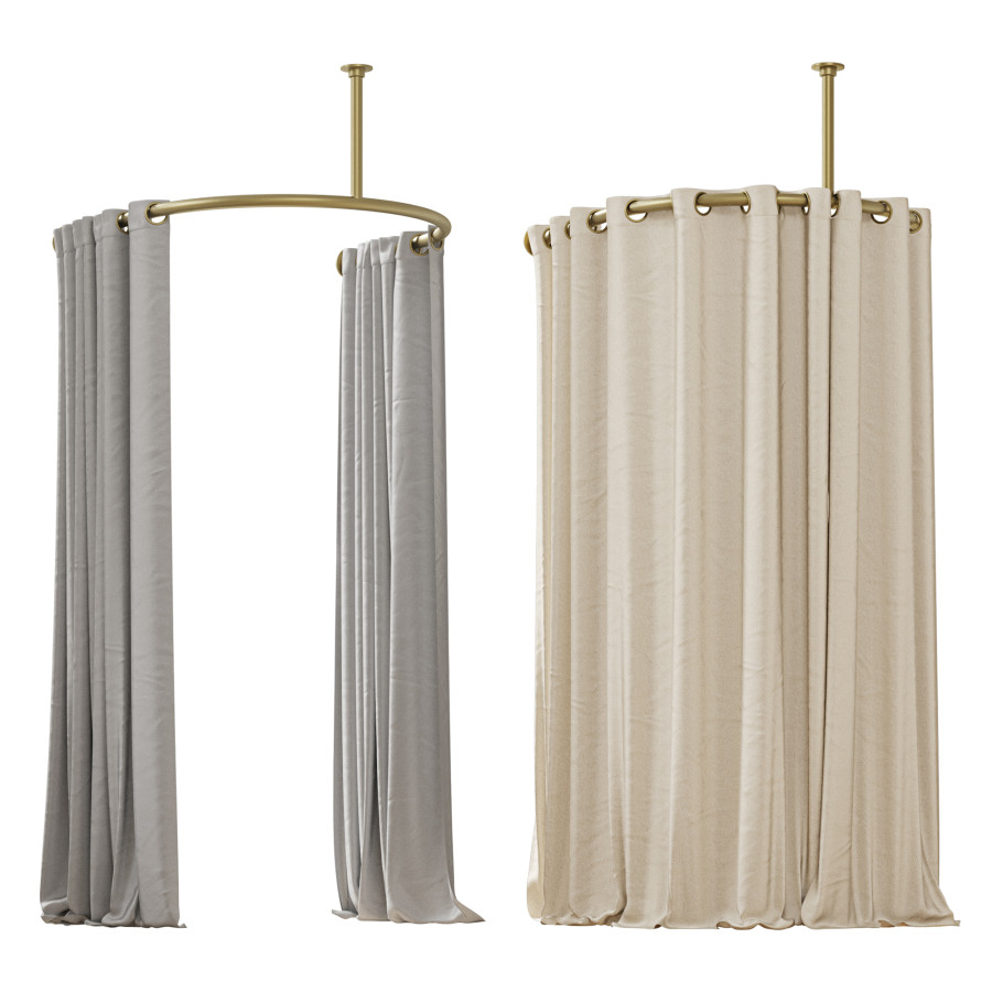 Curtain He-no 09 Fitting Room Curtain 01 - 3D Model for VRay, Corona