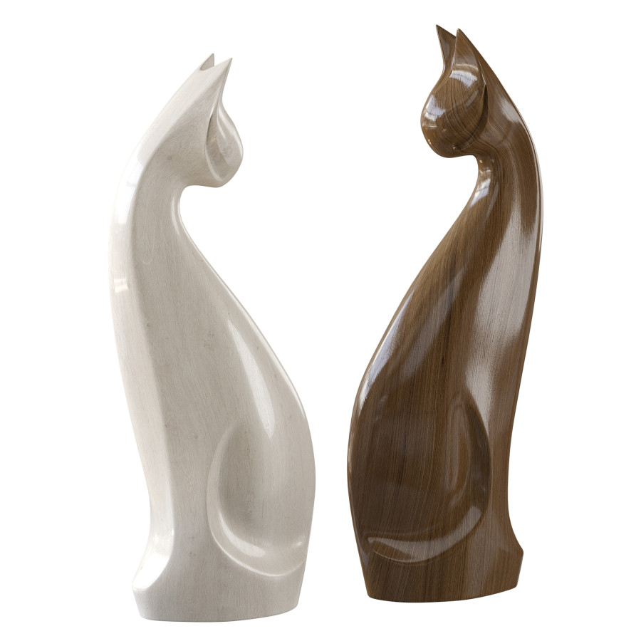 Cats Wooden Figurine 3D Model for VRay, Corona | CGMood