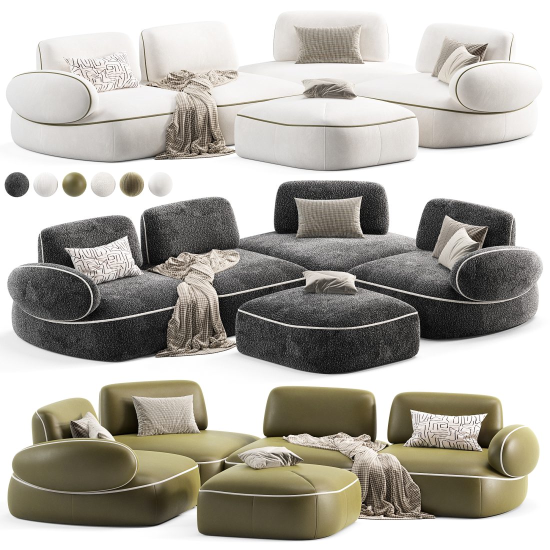 Natuzzi Italia Snail Modular Sofa 3D Model for VRay, Corona | CGMood
