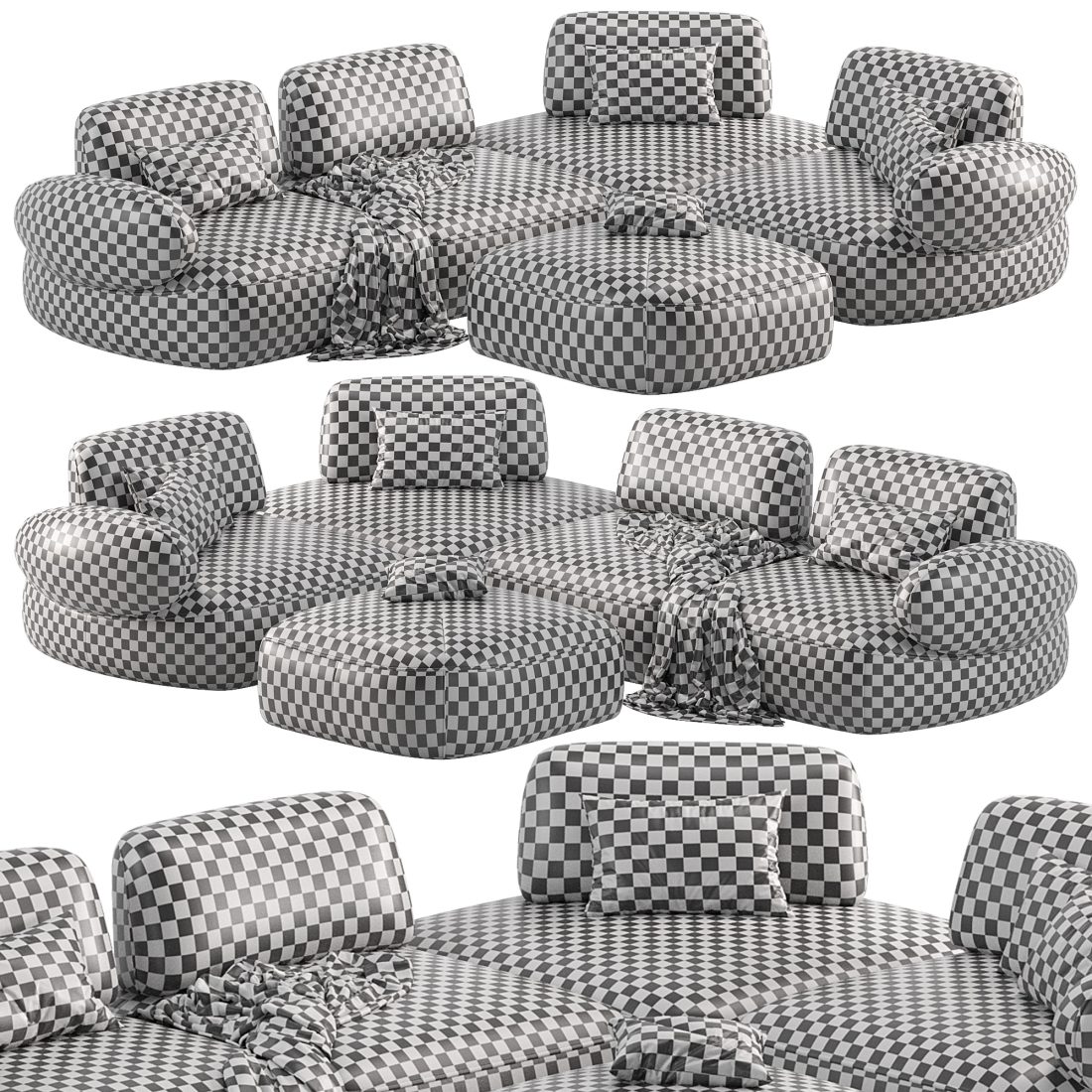 Natuzzi Italia Snail Modular Sofa - 3D Model for VRay, Corona