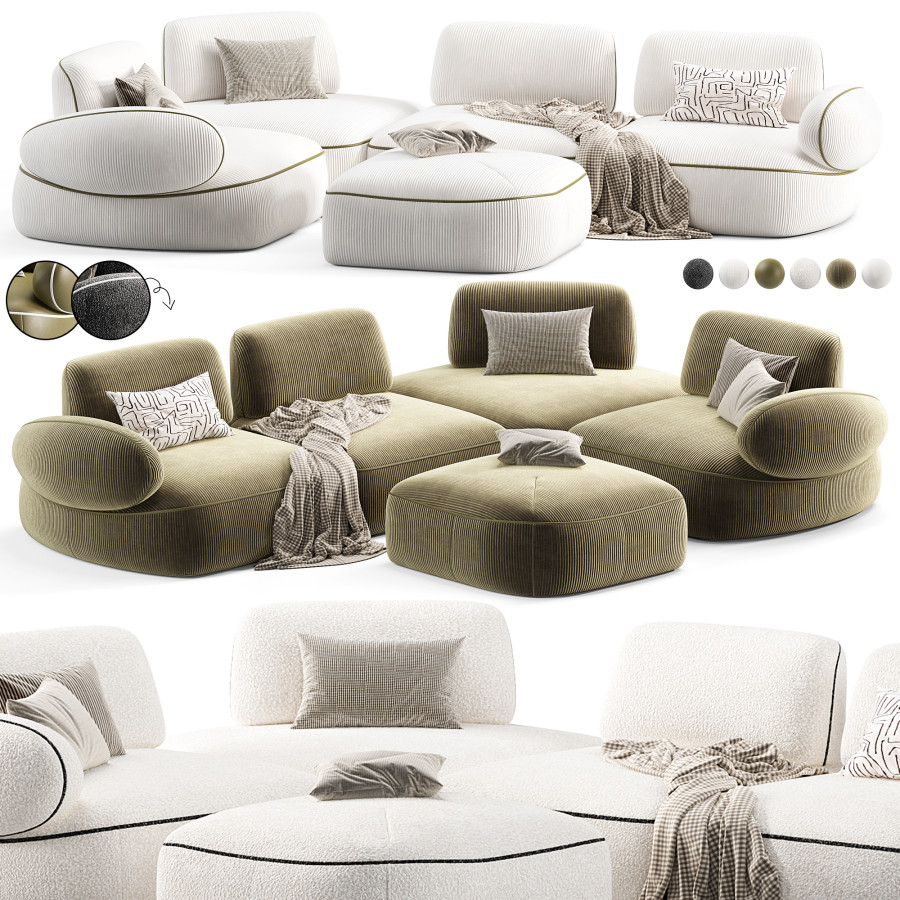 Natuzzi Italia Snail Modular Sofa 3D Model for VRay, Corona | CGMood
