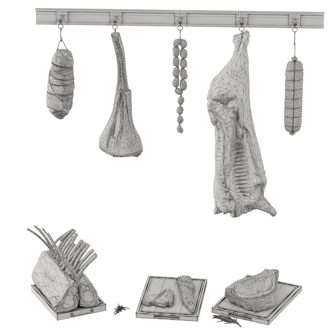 Butcher Set 2 - 3D Model for VRay, Corona