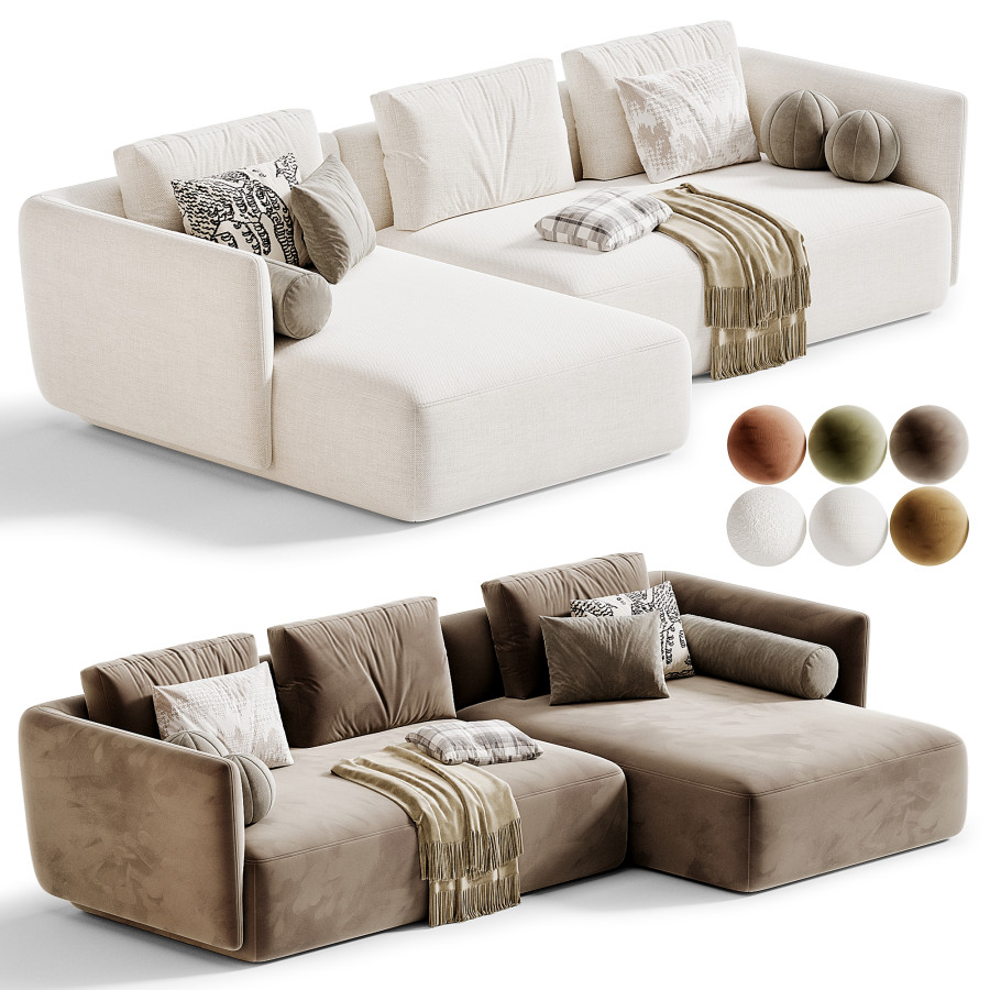 Cosy Corner Sofa By Mdf Italia - 3D Model for VRay, Corona