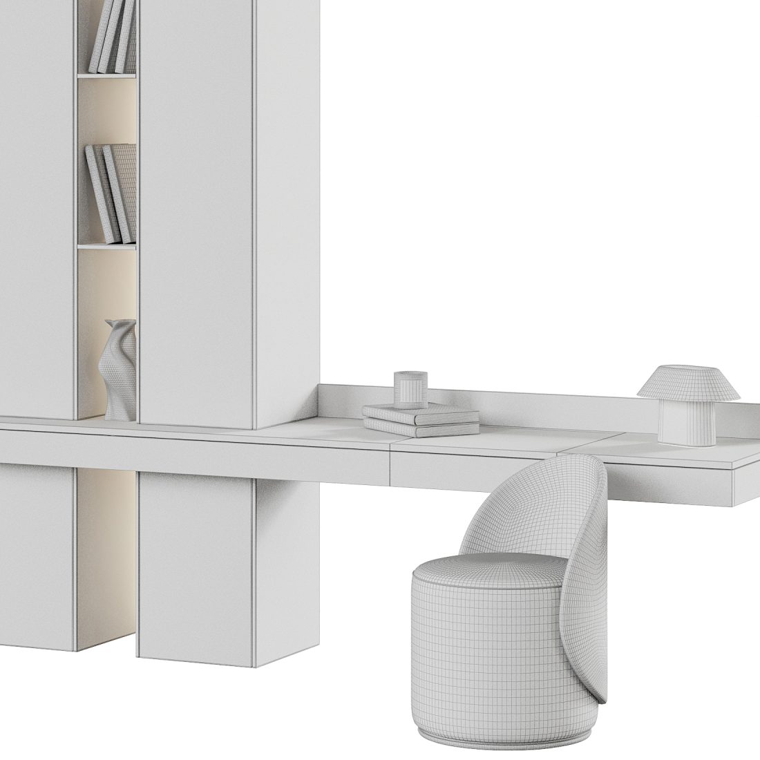 Dressing Table With Shelves 3D Model for VRay, Corona | CGMood
