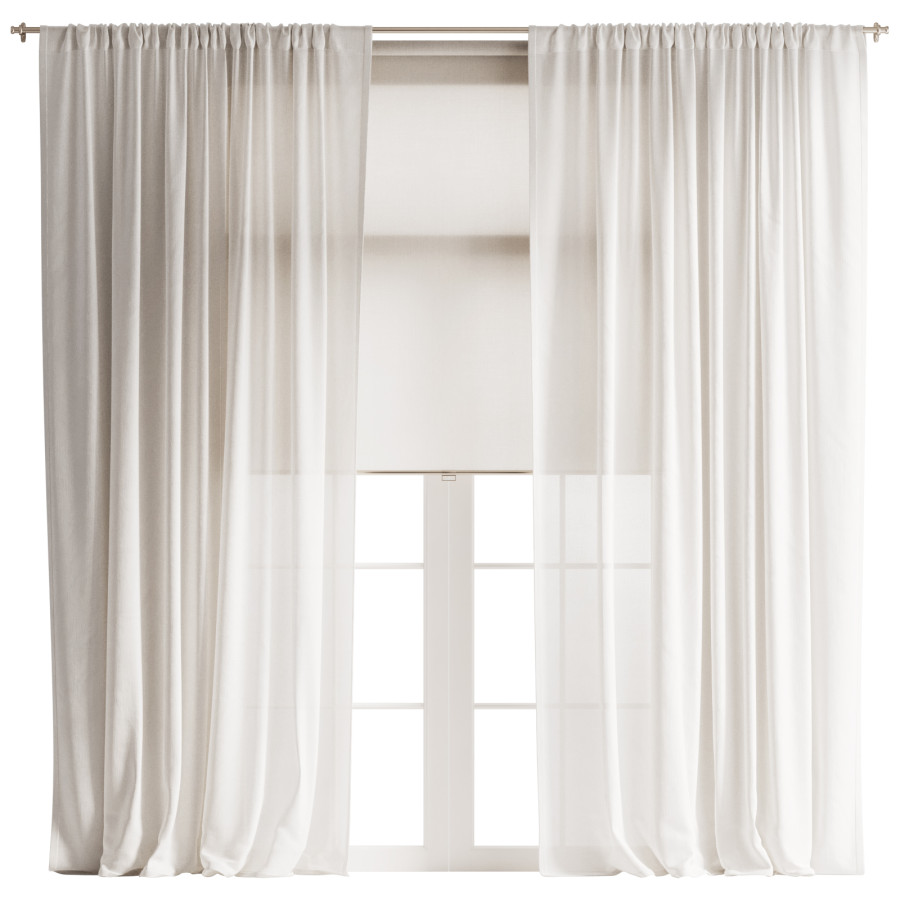 Tulle Curtains With Roller Blind 3D Model for Corona | CGMood